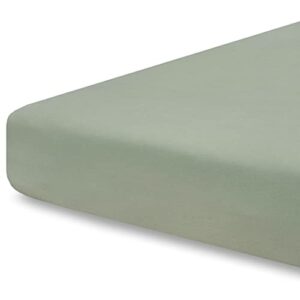 pobibaby - single solid premium fitted baby crib sheets for standard crib mattress - ultra-soft cotton blend, safe and snug, and stylish solid crib sheet (sage green)