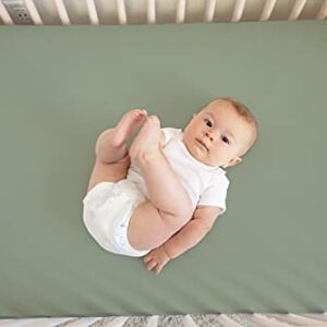 Pobibaby - Single Solid Premium Fitted Baby Crib Sheets for Standard Crib Mattress - Ultra-Soft Cotton Blend, Safe and Snug, and Stylish Solid Crib Sheet (Sage Green)