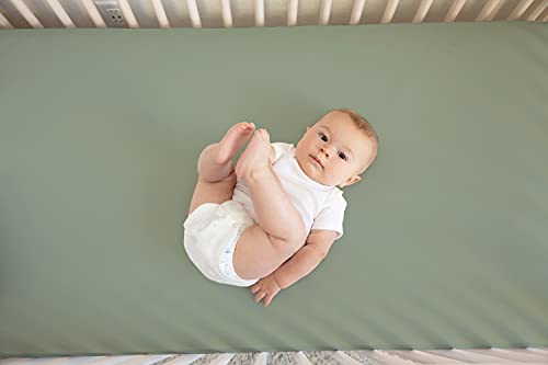 Pobibaby - Single Solid Premium Fitted Baby Crib Sheets for Standard Crib Mattress - Ultra-Soft Cotton Blend, Safe and Snug, and Stylish Solid Crib Sheet (Sage Green)