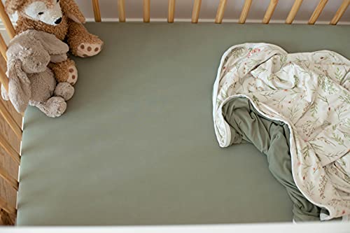 Pobibaby - Single Solid Premium Fitted Baby Crib Sheets for Standard Crib Mattress - Ultra-Soft Cotton Blend, Safe and Snug, and Stylish Solid Crib Sheet (Sage Green)