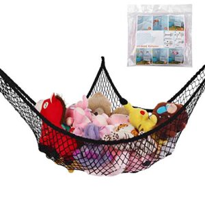 kohuijoo toy hammock for stuffed animals, stuffed animal hammock net jumbo plush toy storage cornet net 70" wall sling giant baby kids children teddy bear mesh toy net organizer black