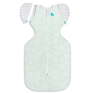 Love to Dream Transition Bag Organic 1.0 TOG, Celestial Dot Mint, Medium, 13-19 lbs., Patented Zip-Off Wings, Gently Help Baby Safely Transition from Being swaddled to arms Free Before Rolling Over