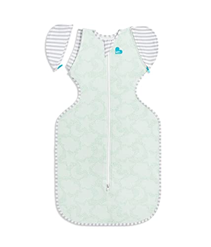 Love to Dream Transition Bag Organic 1.0 TOG, Celestial Dot Mint, Medium, 13-19 lbs., Patented Zip-Off Wings, Gently Help Baby Safely Transition from Being swaddled to arms Free Before Rolling Over