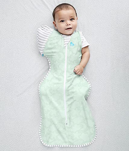 Love to Dream Transition Bag Organic 1.0 TOG, Celestial Dot Mint, Medium, 13-19 lbs., Patented Zip-Off Wings, Gently Help Baby Safely Transition from Being swaddled to arms Free Before Rolling Over