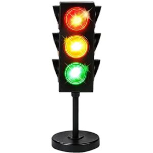 artcreativity traffic light table lamp for kids, 1 pc, bedside lamp with color changing leds, cool nightlight for girls and boys, decorative lamp for living room, bedroom, or playroom, 10.25 inches