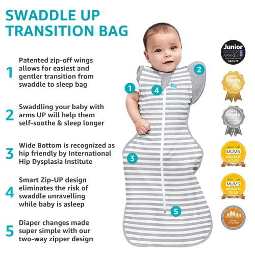 Love to Dream Transition Bag Organic 1.0 TOG, Celestial Dot Mint, Medium, 13-19 lbs., Patented Zip-Off Wings, Gently Help Baby Safely Transition from Being swaddled to arms Free Before Rolling Over