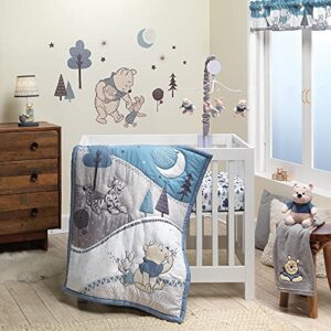 lambs & ivy (lamcr) forever pooh 3-piece mini crib bedding set, blue (780020)