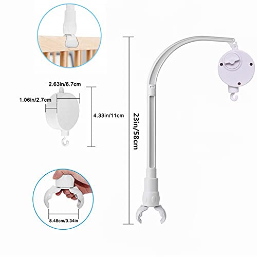 Accfore 23 inch Baby Crib Mobile Bed Bell Holder Arm Bracket,The Claw Part can be Adjusted Width,DIY Toy Decoration,Crib Mobile arm with Music Box