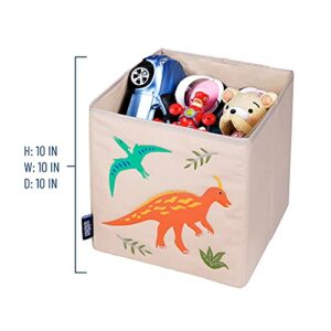 Wildkin 10 Inch Kids Storage Cube for Boys & Girls, Toy Storage Features Front Pull Tab & Cardboard Insert, Cube Storage Helps Kids Supplies Organized in Bedroom or Playroom (Jurassic Dinosaurs)