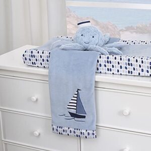 Nautica Nautical Adventure Blue Super Soft Coral Fleece Sailboat Baby Blanket, Light Blue, Navy, Grey, White