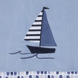 Nautica Nautical Adventure Blue Super Soft Coral Fleece Sailboat Baby Blanket, Light Blue, Navy, Grey, White