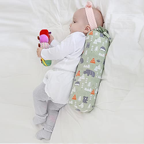 RUIXIA Baby Anti Roll Side Sleep Pillow Soft Cotton Buckwheat Neck Support Toddler Positioning Back Cushion Accompany Sleeping for Unisex Infants Comfy Bedding Bolster Positioner,Green,24x11cm