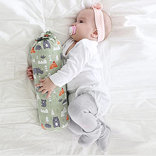 RUIXIA Baby Anti Roll Side Sleep Pillow Soft Cotton Buckwheat Neck Support Toddler Positioning Back Cushion Accompany Sleeping for Unisex Infants Comfy Bedding Bolster Positioner,Green,24x11cm