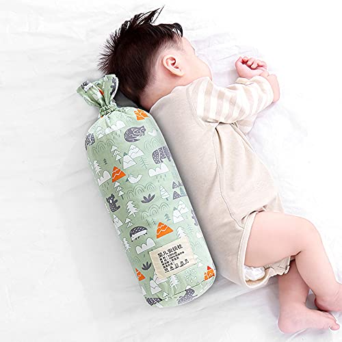 RUIXIA Baby Anti Roll Side Sleep Pillow Soft Cotton Buckwheat Neck Support Toddler Positioning Back Cushion Accompany Sleeping for Unisex Infants Comfy Bedding Bolster Positioner,Green,24x11cm