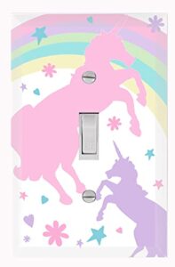 girls light switch cover plate kids decorative nursery teen toddler room decor bedroom bathroom playroom (pastel unicorn)