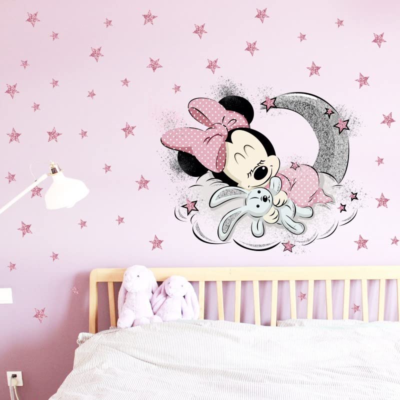 Mickey Minnie Mouse Large Wall Sticker for Kids Baby Room Nursery Interior Decoration Wall Decal (Minnie)