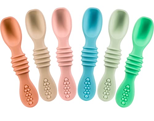 Silicone Baby Spoons First Stage Infant Feeding Spoon for Baby Led Weaning BPA Lead Phthalate and Plastic Free, Great Gift Set