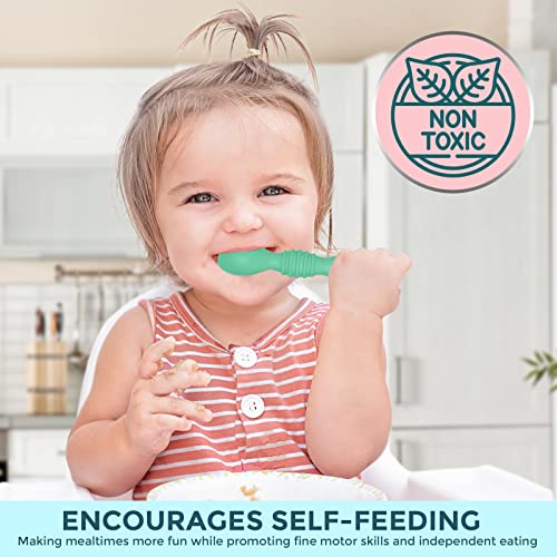 Silicone Baby Spoons First Stage Infant Feeding Spoon for Baby Led Weaning BPA Lead Phthalate and Plastic Free, Great Gift Set