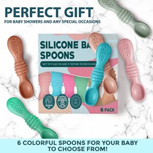 Silicone Baby Spoons First Stage Infant Feeding Spoon for Baby Led Weaning BPA Lead Phthalate and Plastic Free, Great Gift Set