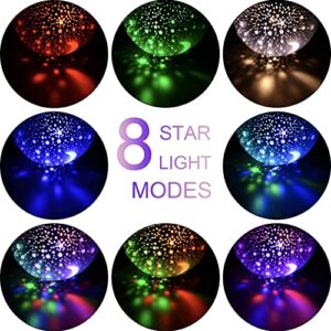 Baby Night Lights Christmas, Moon Star Projector - 4 LED Bulbs 8 Light Color Changing with USB Cable 360 Degree Rotation, Romantic Night Lighting Lamp for Birthday Nursery Women Children Kids Baby