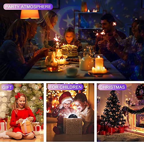 Baby Night Lights Christmas, Moon Star Projector - 4 LED Bulbs 8 Light Color Changing with USB Cable 360 Degree Rotation, Romantic Night Lighting Lamp for Birthday Nursery Women Children Kids Baby