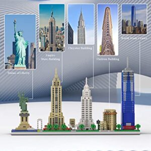 dOvOb Architecture New York Skyline Micro Mini Blocks Building Set, 3048 Pieces Bricks,3D Puzzle Collection Model Kit as Gift for Adults or Kids