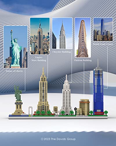 dOvOb Architecture New York Skyline Micro Mini Blocks Building Set, 3048 Pieces Bricks,3D Puzzle Collection Model Kit as Gift for Adults or Kids