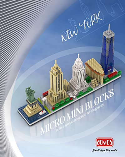 dOvOb Architecture New York Skyline Micro Mini Blocks Building Set, 3048 Pieces Bricks,3D Puzzle Collection Model Kit as Gift for Adults or Kids