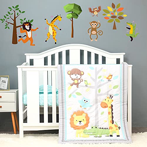 Baby Bees 3 Pieces Jungle Party Crib Bedding Sets for Boys and Girls | Baby Bedding Set of Crib Fitted Sheet, Quilt for Standard Size Crib