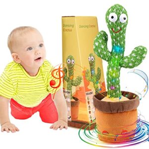 emoin dancing cactus baby toys 6 to 12 months, talking cactus toys repeats what you say baby boy toys, dancing cactus mimicking toy with led english sing talking 15 second voice recorder musical toys