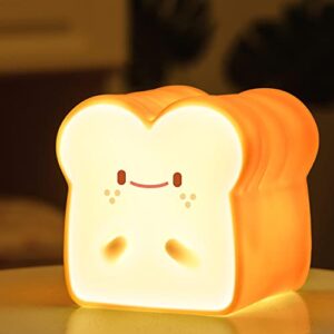 mivani baby night light, cute bread toast lamp for kids room, timer auto shutoff, aaa battery operated, silicone led nightlight, kawaii bedroom decor, birthday gifts for teen girls