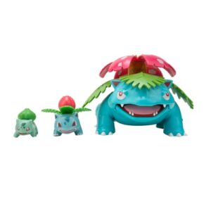 pokemon select evolution 3 pack - features 2-inch bulbasaur, 3-inch ivysaur and 12-inch venusaur battle figures