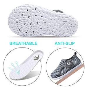 Toddler Water Shoes Toddler Swim Shoes Quick Dry Slip On Sneakers for Beach Pool Mesh Grey 12-18 Months Infant