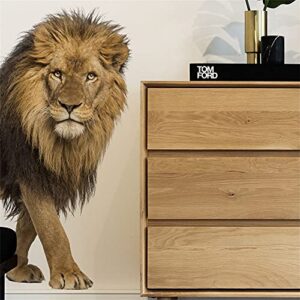 ROFARSO Lifelike Cool Lion Tropical Animal Wall Stickers Removable Wall Decals Art Decorations Decor for Bedroom Living Room Murals