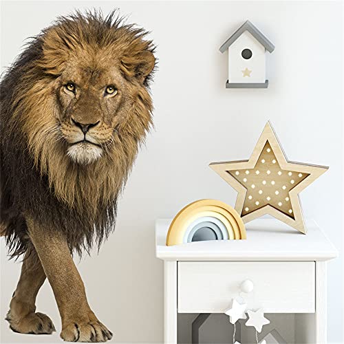 ROFARSO Lifelike Cool Lion Tropical Animal Wall Stickers Removable Wall Decals Art Decorations Decor for Bedroom Living Room Murals