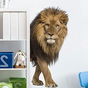 ROFARSO Lifelike Cool Lion Tropical Animal Wall Stickers Removable Wall Decals Art Decorations Decor for Bedroom Living Room Murals