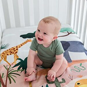 Rookie Humans 100% Cotton Sateen Fitted Crib Sheet: in The Savanna Safari. Modern Nursery, Use as a Photo Background for Your Baby Pictures. Standard Crib Size (52 x 28 inches)