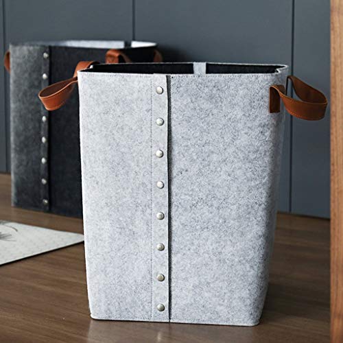 TJLSS Felt Storage Basket with Open Buttons Dirty Clothes Laundry Basket Foldable Clothing Bags Child Kids Toys Organizer Hamper Box (Color : Light Gray)