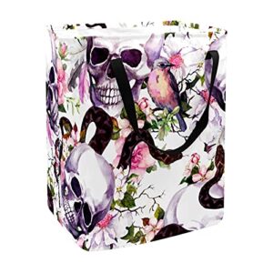 skull snake laundry basket collapsible storage bin with handles for hamper,kids room,toy storage