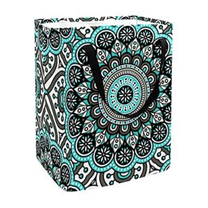 floral boho mandala vintage laundry basket collapsible storage bin with handles for hamper,kids room,toy storage