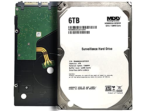 MaxDigitalData 6TB 7200RPM 128MB Cache SATA 6.0Gb/s 3.5" Internal Hard Drive for Surveillance (MD6000GSA12872DVR) - 3 Years Warranty