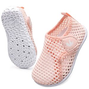 JIASUQI Babys Girls Boys Comfort Walking Water Shoes for Outdoor Swimming River Mesh Pink 12-18 Months