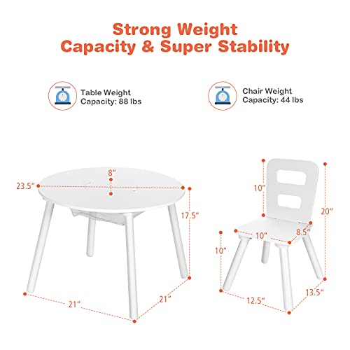 Costzon Kids Table and Chair Set, Wood Activity Table w/Center Mesh Storage, Children Furniture Gift for Boys & Girls, Ideal for Arts, Crafts, Snack Time, Homework, Toddler Table and Chair Set, White