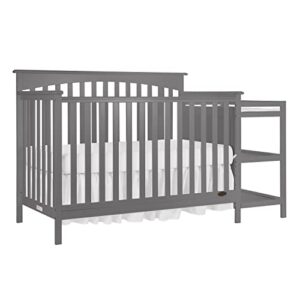 dream on me chloe 5 in 1 convertible crib with changer, storm grey