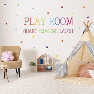 playroom wall decor kids playroom wall decals share imagine laugh diy wall stickers for nursery playroom decoration (crazy orange)