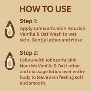 Johnson's Skin Nourish Moisturizing Baby Lotion for Dry Skin with Vanilla & Oat Scents, Gentle & Lightweight Body Lotion for The Whole Family, Hypoallergenic, Dye-Free, 16.9 fl. oz