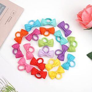 80PCS Tiny Hair Ties With Bows Baby Bows Rubber Bands Hair Ties Soft Elastics Ponytail Holders Hair Accessories for Infants Toddlers Baby Girls Multi-colored