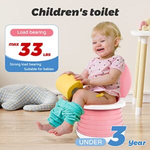 Portable Potty for Toddler Travel - Travel Potties Foldable Training Toilet Travel Potty Chair for Toddler Baby Kids Travel Potty Seat Indoor and Outdoor Pink