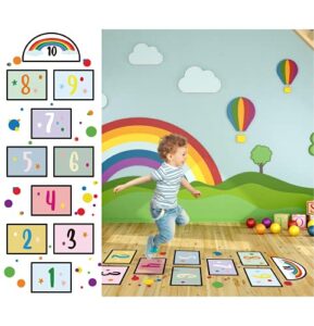 10 number diy hopscotch game wall stickers floor decals primary color dots wall decals set colorful rainbow floor decals for baby kids room nursery classroom play room