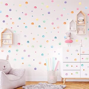 123 pcs pastel polka dots wall stickers, colorful round wall decal, peel and stick rainbow wall stickers, multicolor circle window clings decoration for nursery wallpaper kids bedroom classroom wall decor